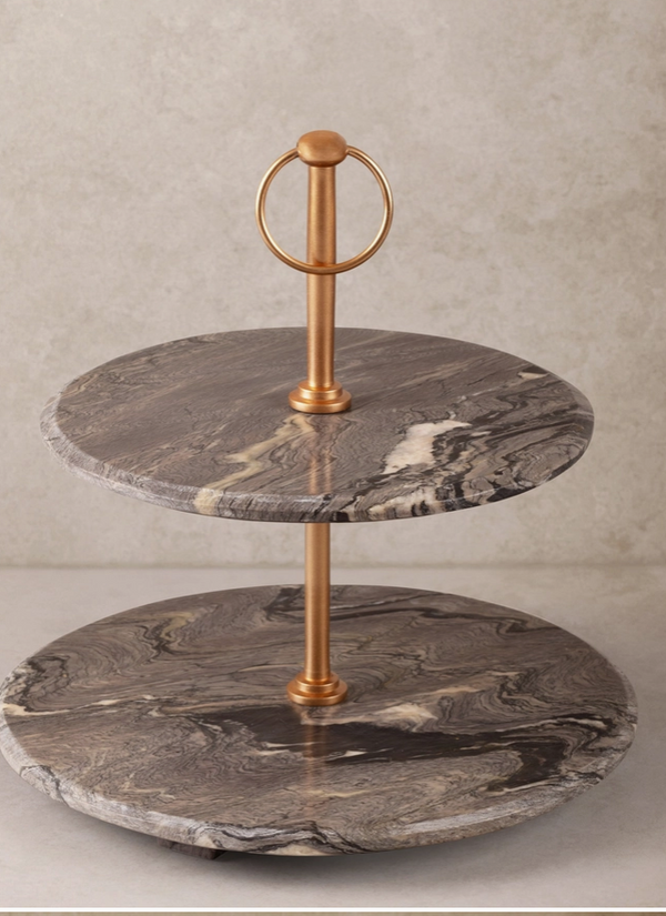 Heavenly Brown Onyx Cake Stand - ANGEL OAK HOME